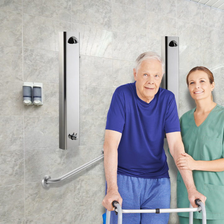 Indoor Push Button Shower Panel For Nursing Home Temperature Adjustable ...